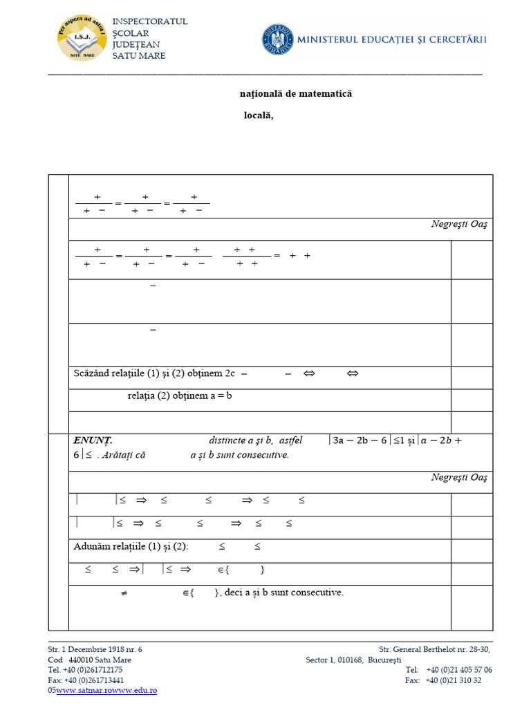 Barem Clasa A 8 A | PDF
