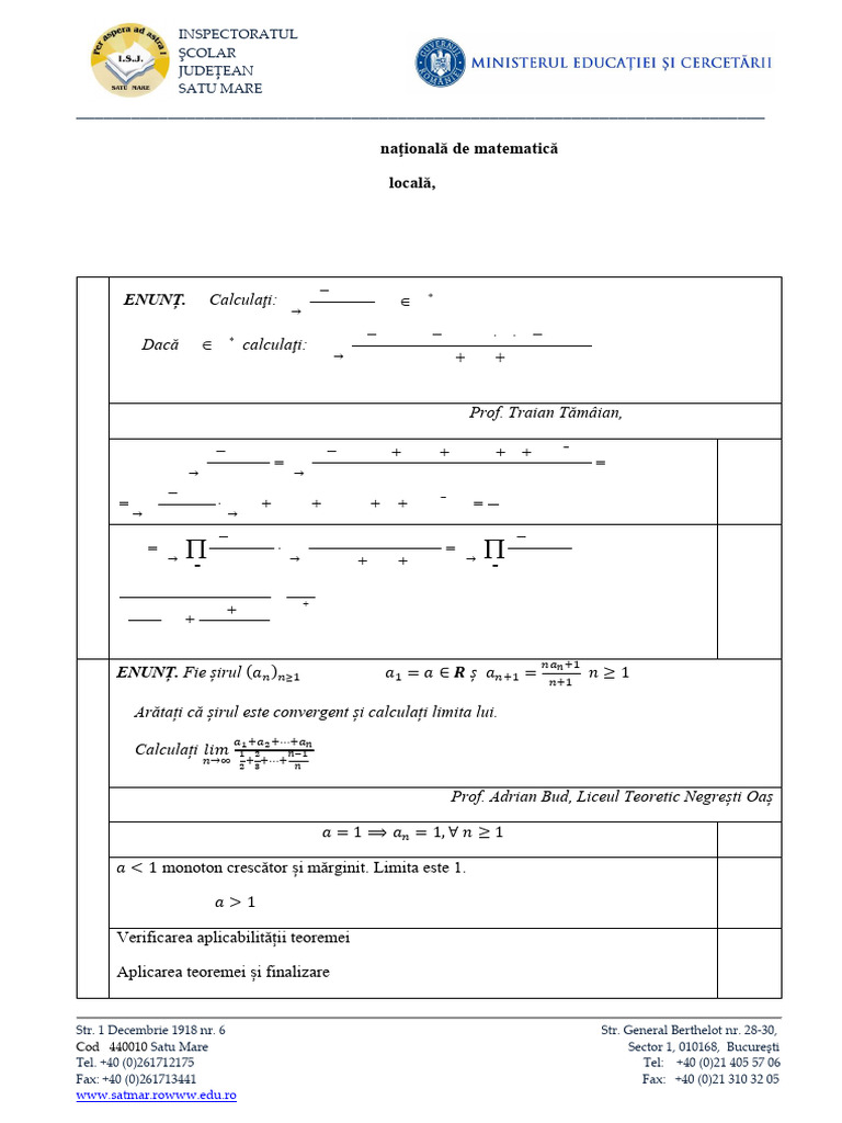 Barem Clasa A 11 A | PDF