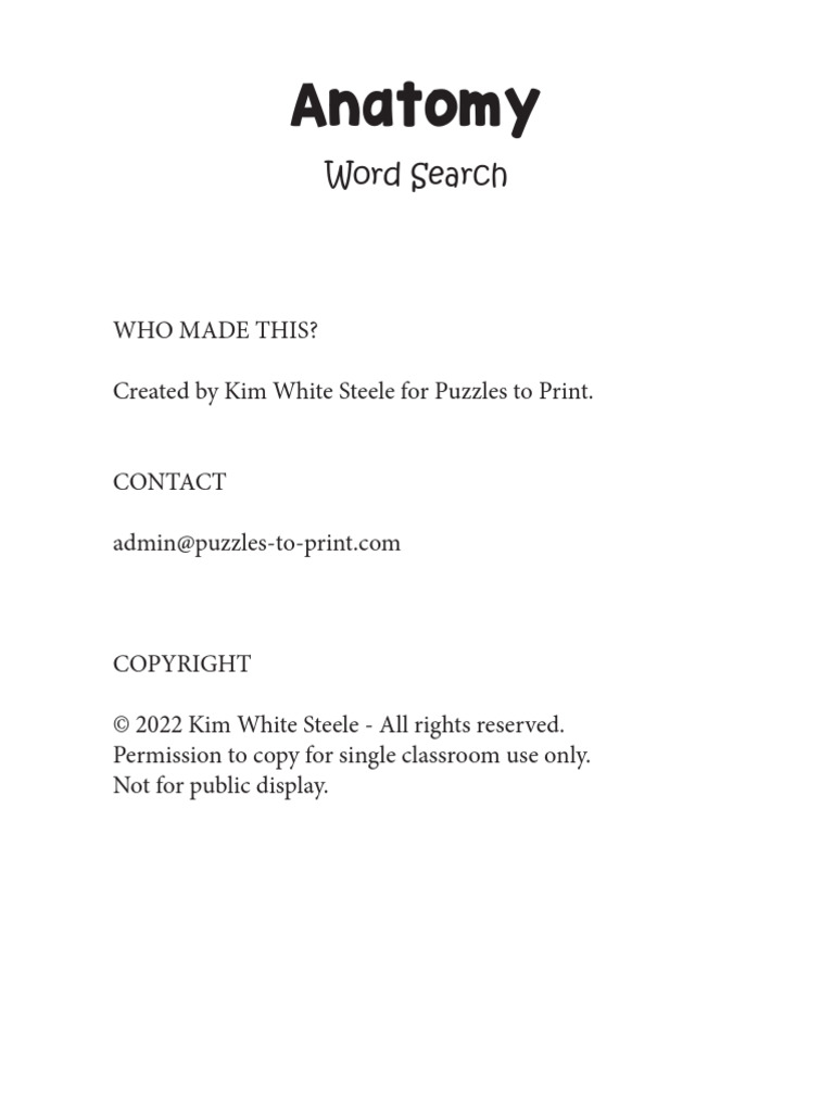 Anatomy Word Search | PDF