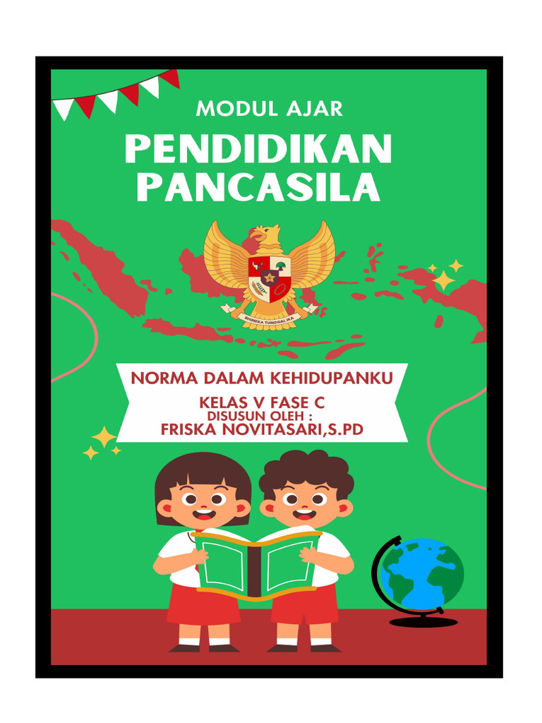 Sampul Buku Modul Ajar Pendidikan Pancasila Merah Ilustratif ...