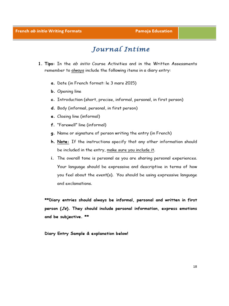 Diary Entry Format | PDF