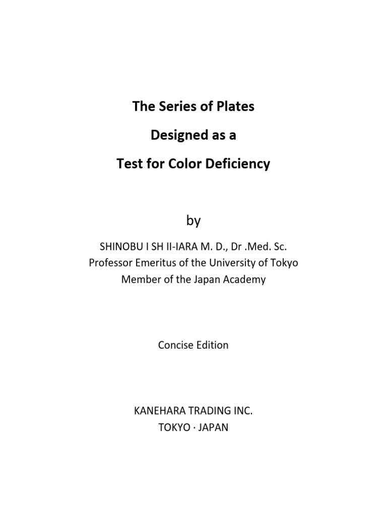 Ishihara Color Deficiency Test Instructions 14 Plate 2024 | PDF