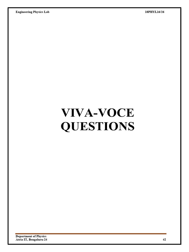 Atria-Phy Lab Mannual 20 - 21 - CPB - v2 - Viva - Questions - Only | PDF