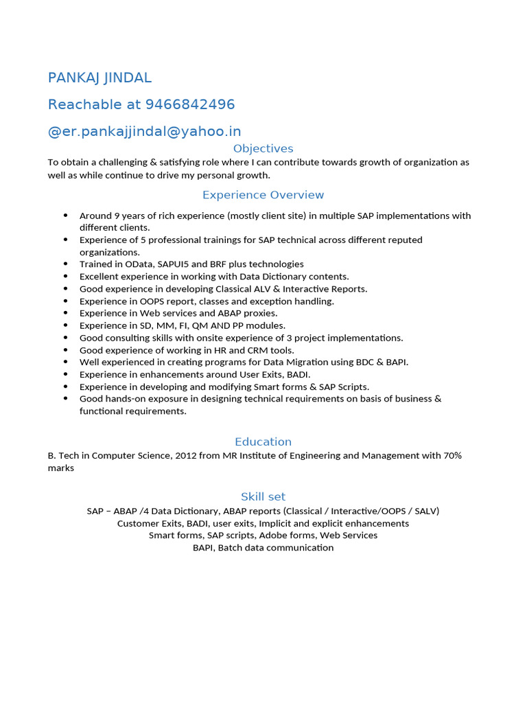 Pankaj Jindal - Resume - Updated V1 | PDF