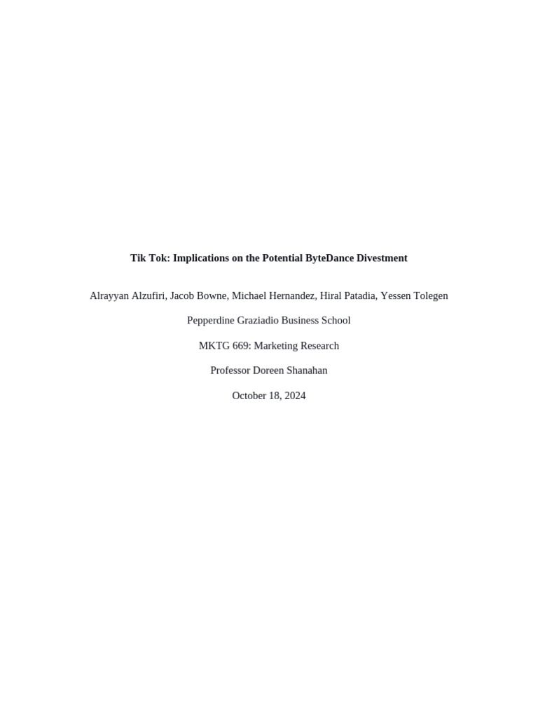 Tik Tok: Implications On The Potential Bytedance Divestment | PDF