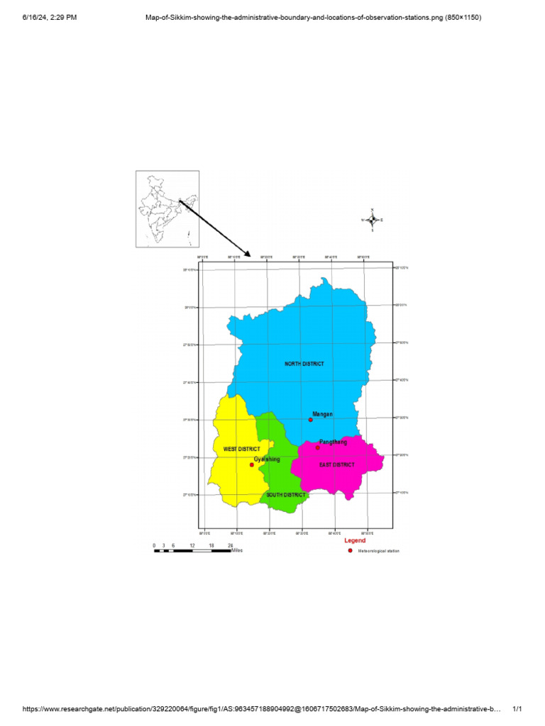 Map of Sikkim Showing The Administrative Boundary and Locations of ...