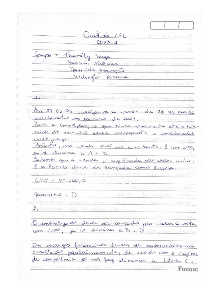 Questoes CFC- Caderno | PDF