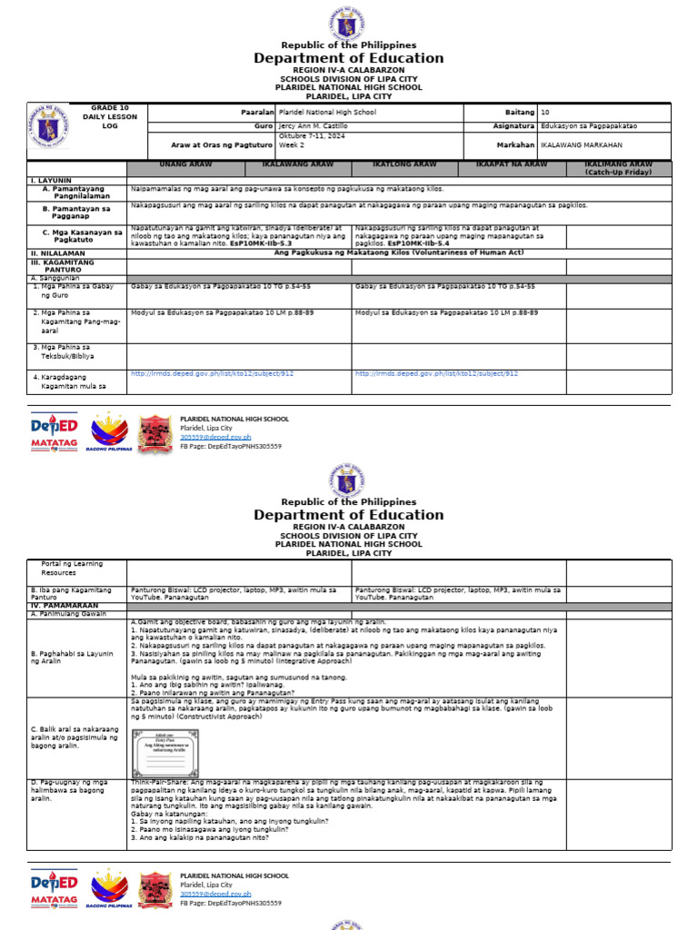 ESP 10 Week 2 DLL | PDF