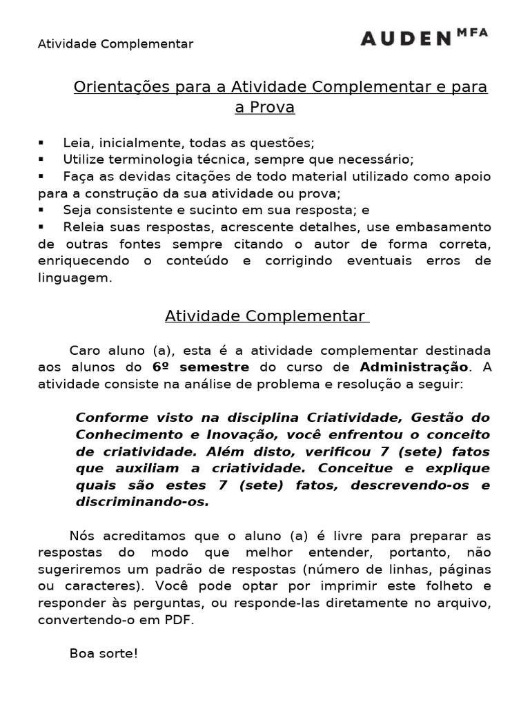 6SEM-ADM - Atividade Complementar - 2024-AGO-JAN 2 | PDF