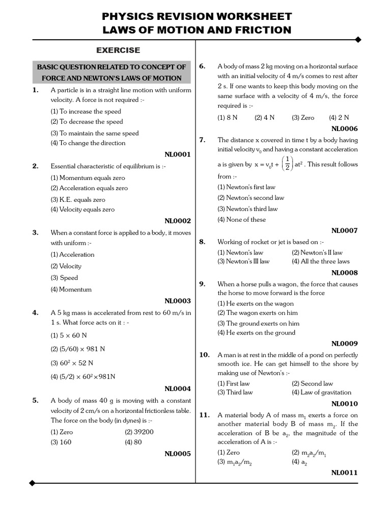 04.laws of Motion & Friction | PDF
