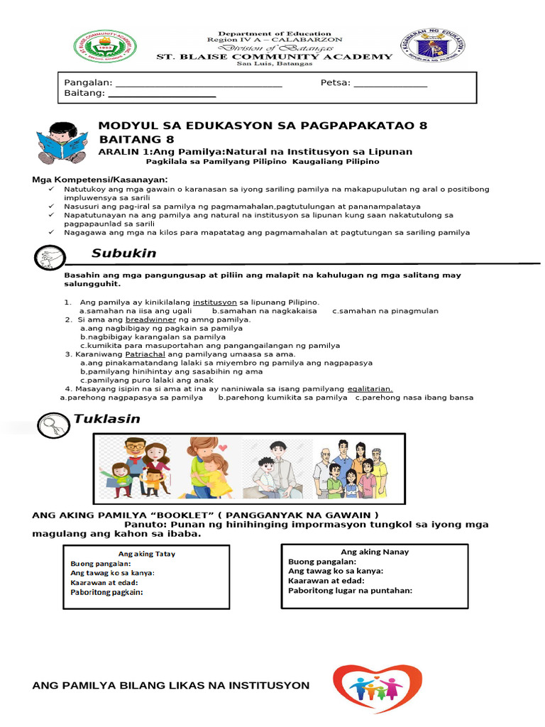 Module 1 Esp 1st Quarter | PDF