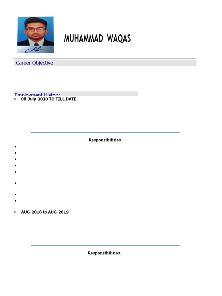 Rozee CV 10109074 Muhammad Waqas | PDF