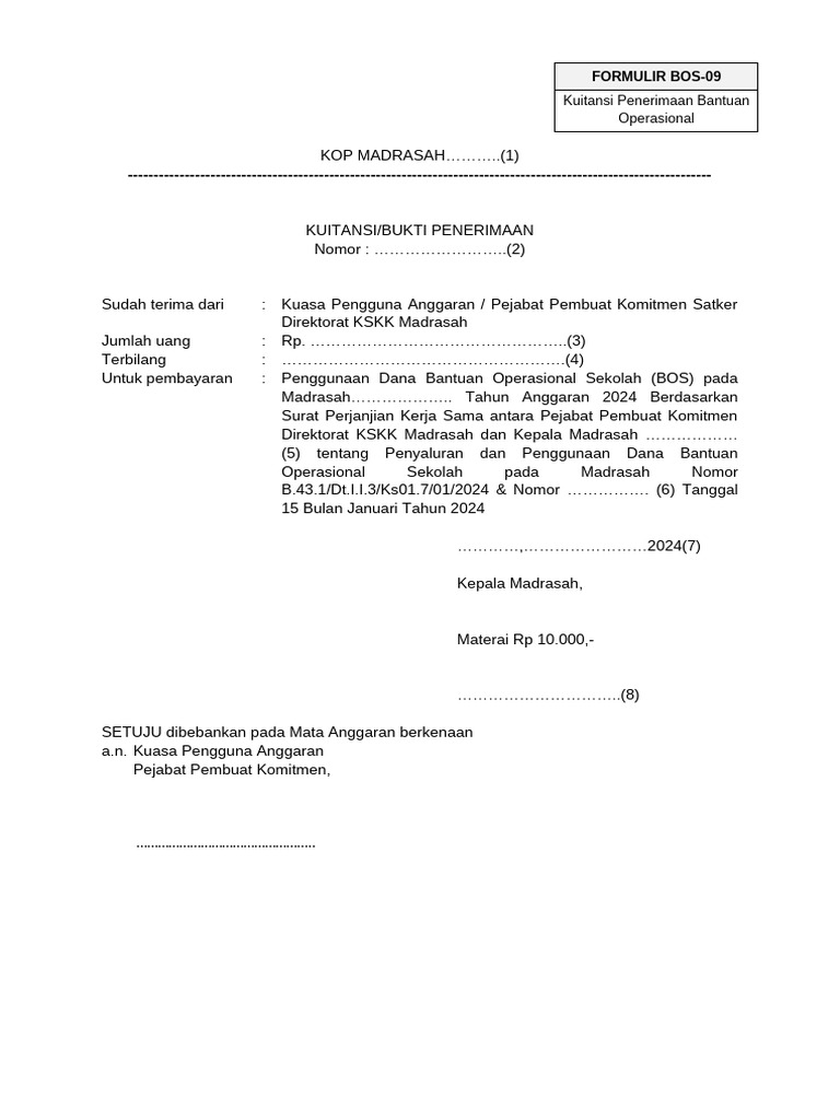 Kuitansi Penerimaan BOS 2024 1 | PDF