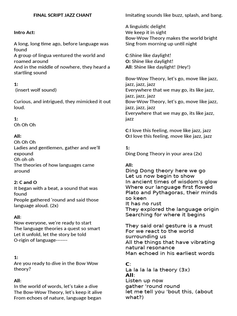 Jazz Chant Final | PDF