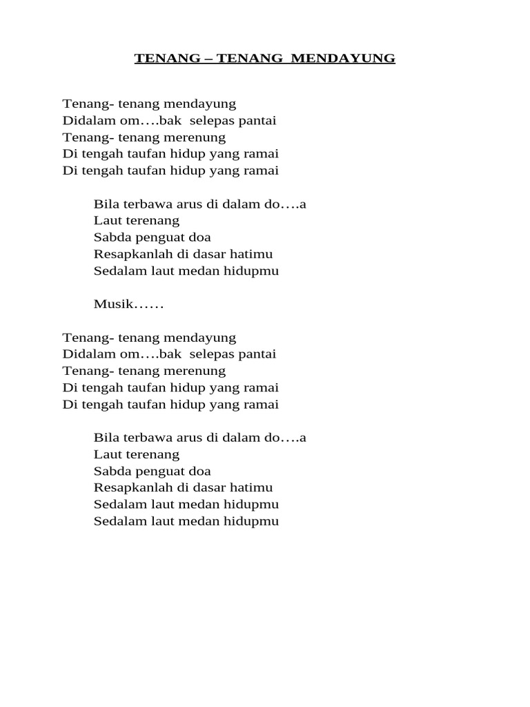 Tenang Tenang Mendayung | PDF