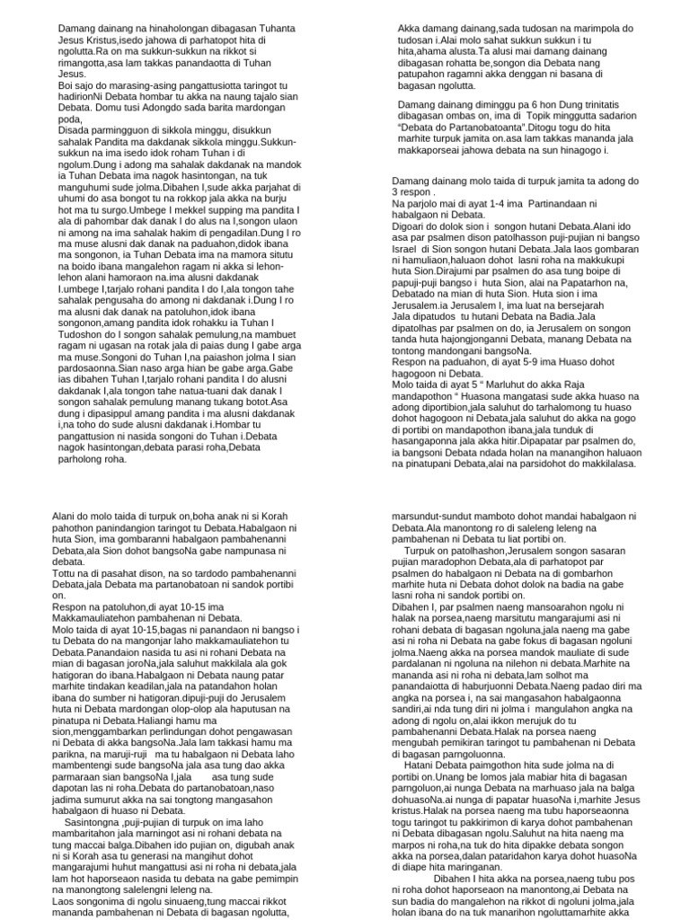 Damang Dainang Na Hinaholongan Dibagasan Tuhanta Jesus Kristus | PDF