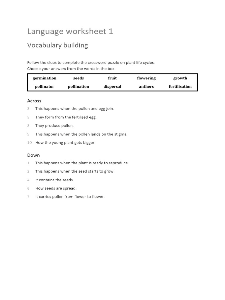 Grade 4 Science - Language Worksheet 1 | PDF