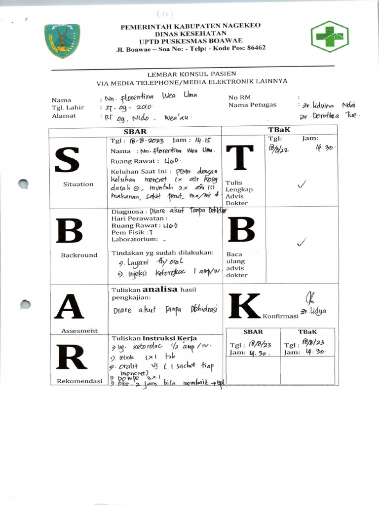Ep 5.3.2.a.1 Bukti Tbak Dan Bukti Sbar Yang Dimasukkan Dalam Rekam Medis Pasien | PDF