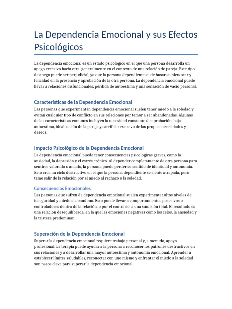 Dependencia Emocional | PDF