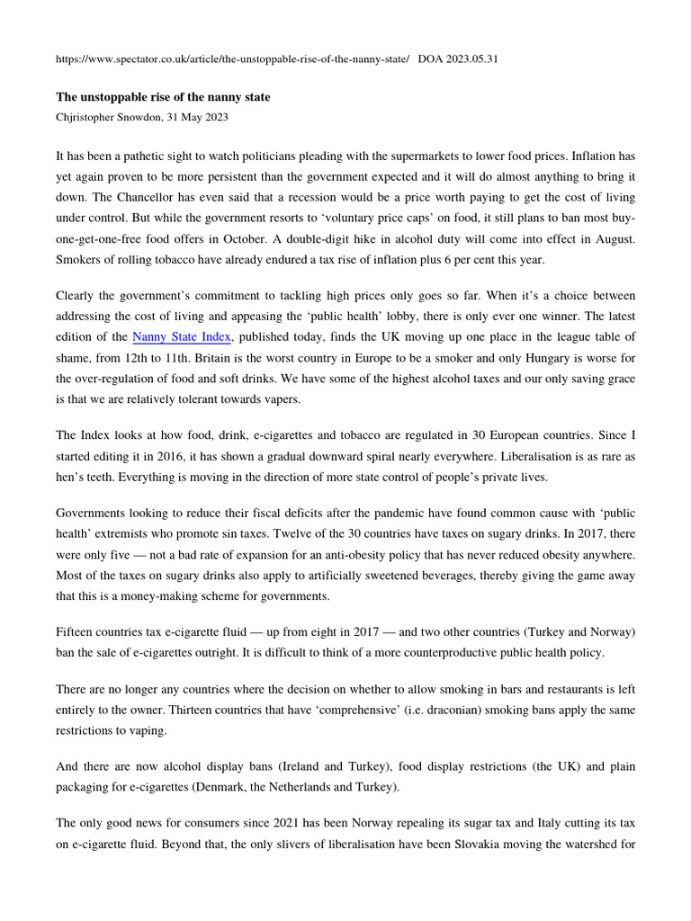 Unstoppable Rise of Nanny State - Snowdon23 | PDF