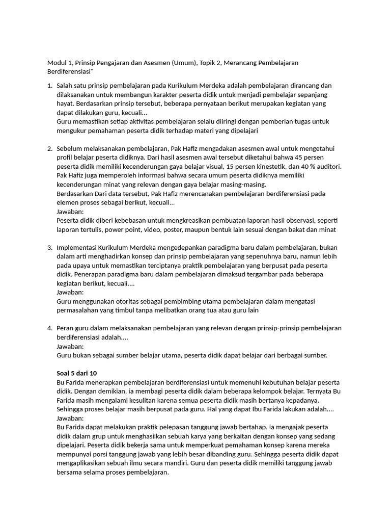 Soal Latihan Modul PMM PPG | PDF