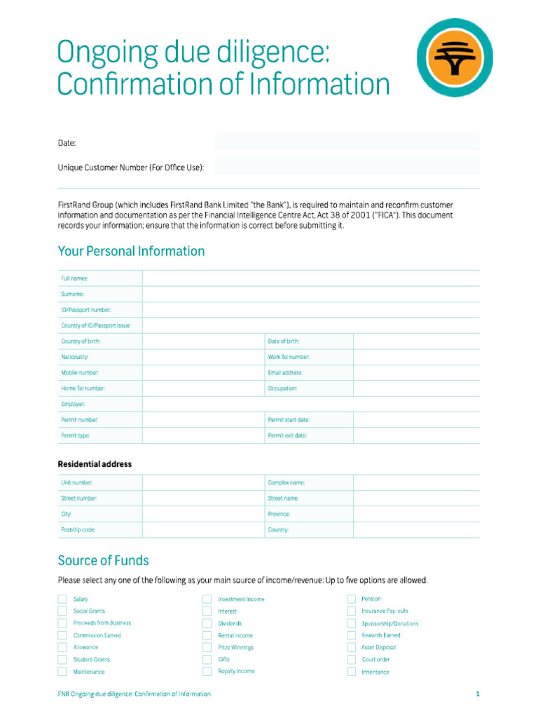 Confirmation of Information On Going Due Diligence Form | PDF