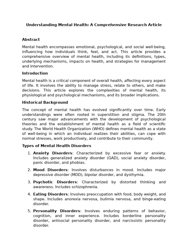Understanding Mental Health Pdf