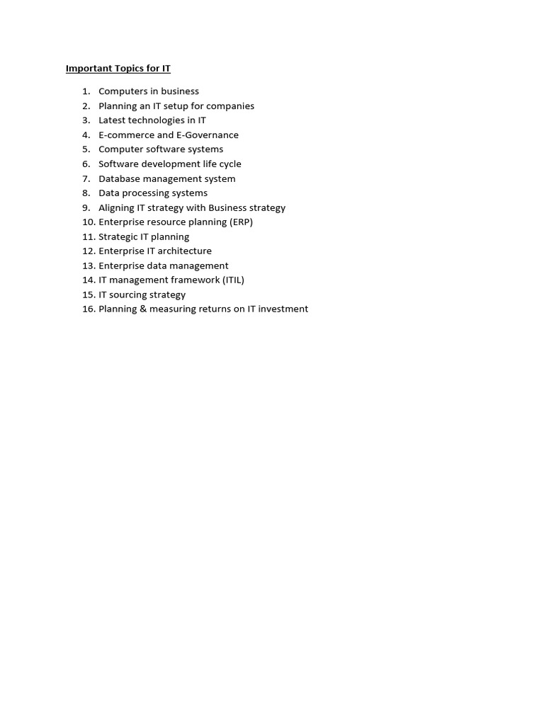 Important Topics | PDF