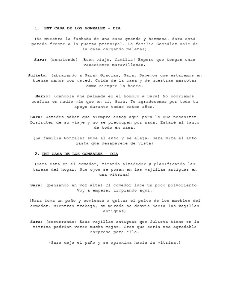 Escenas 1 y 2 de Guion | PDF