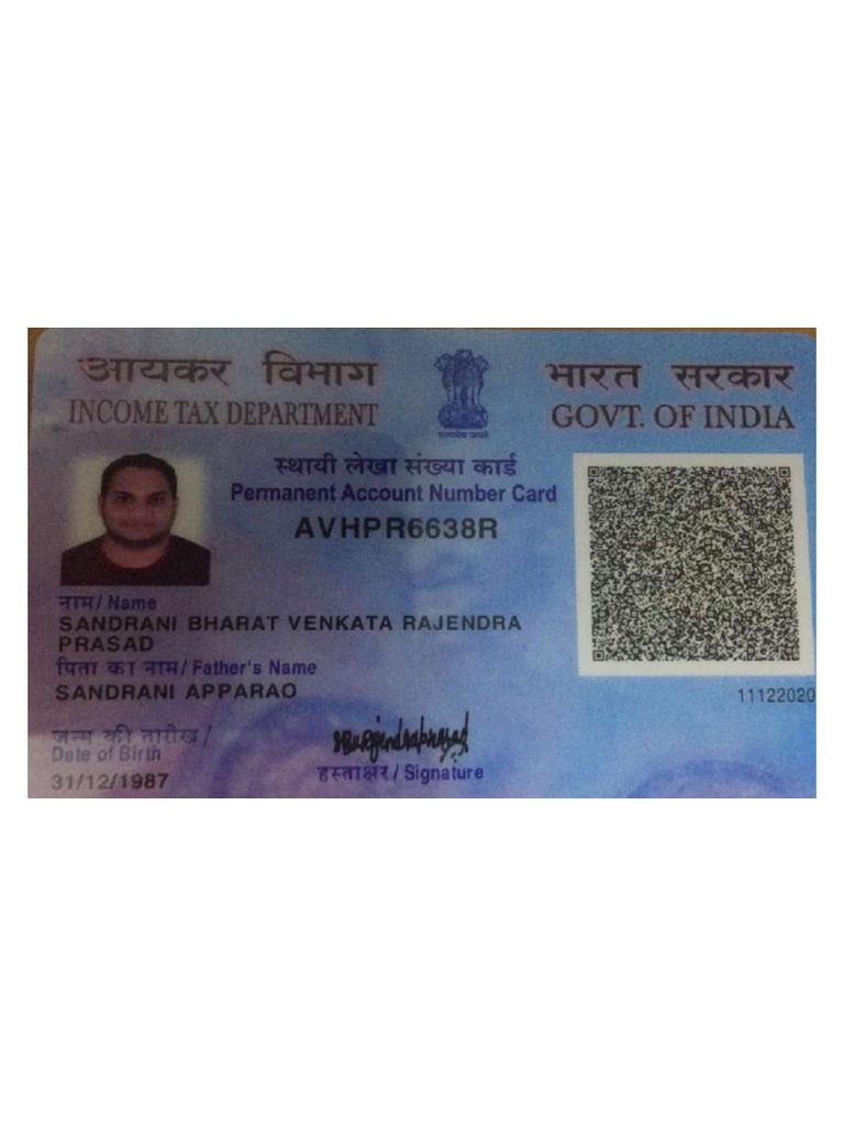 Sandrani Bharat Venkata Rajendra Prasad Pan Card | PDF