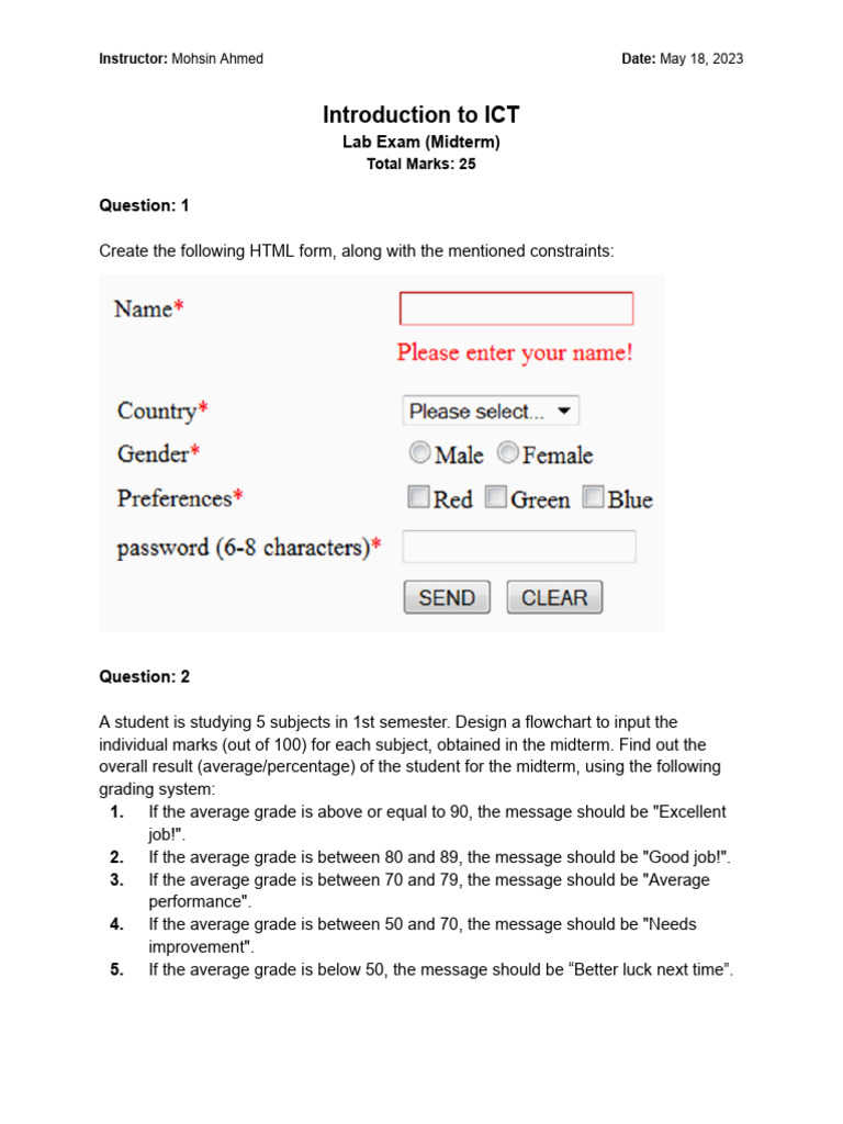 Introduction To ICT - Lab Midterm | PDF