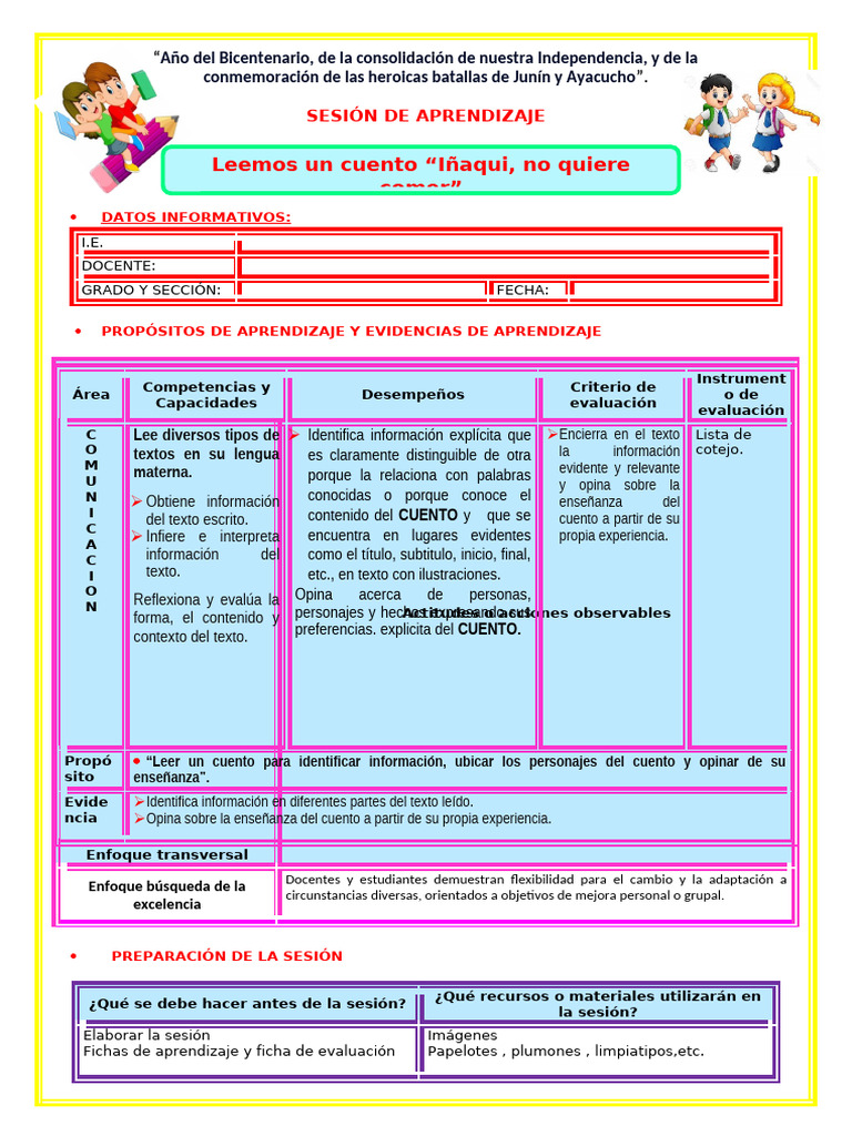 Sesion Comunicacion Leemos Un Cuento Iñaqui | PDF