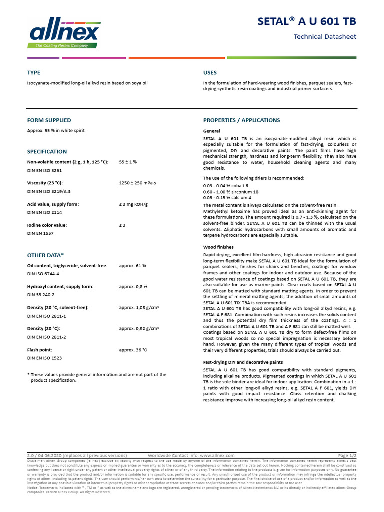 Setal A U 601 TB - en - A4 | PDF