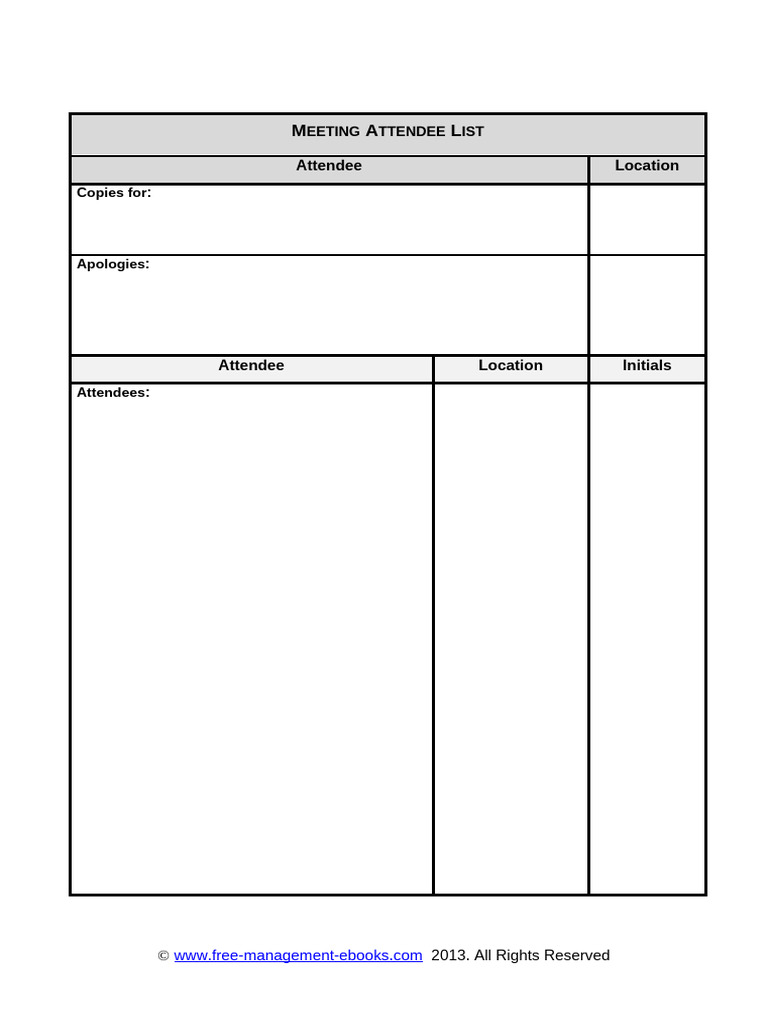 Fme Meeting Attendee List Template | PDF