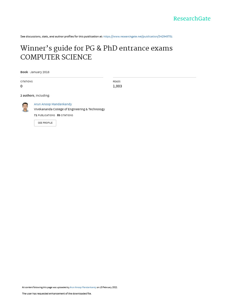 Winners Guide For PG PHD Entrance Exams | PDF