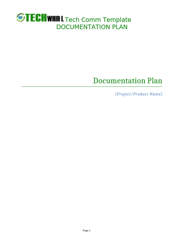 Traditional Documentation Plan Template | PDF