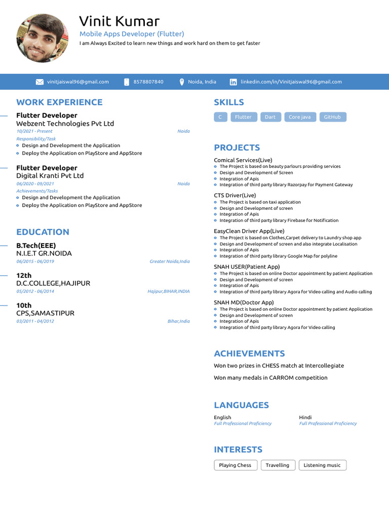Vinits Resume 1 - 1673343895659 - Vinit Kumar | PDF