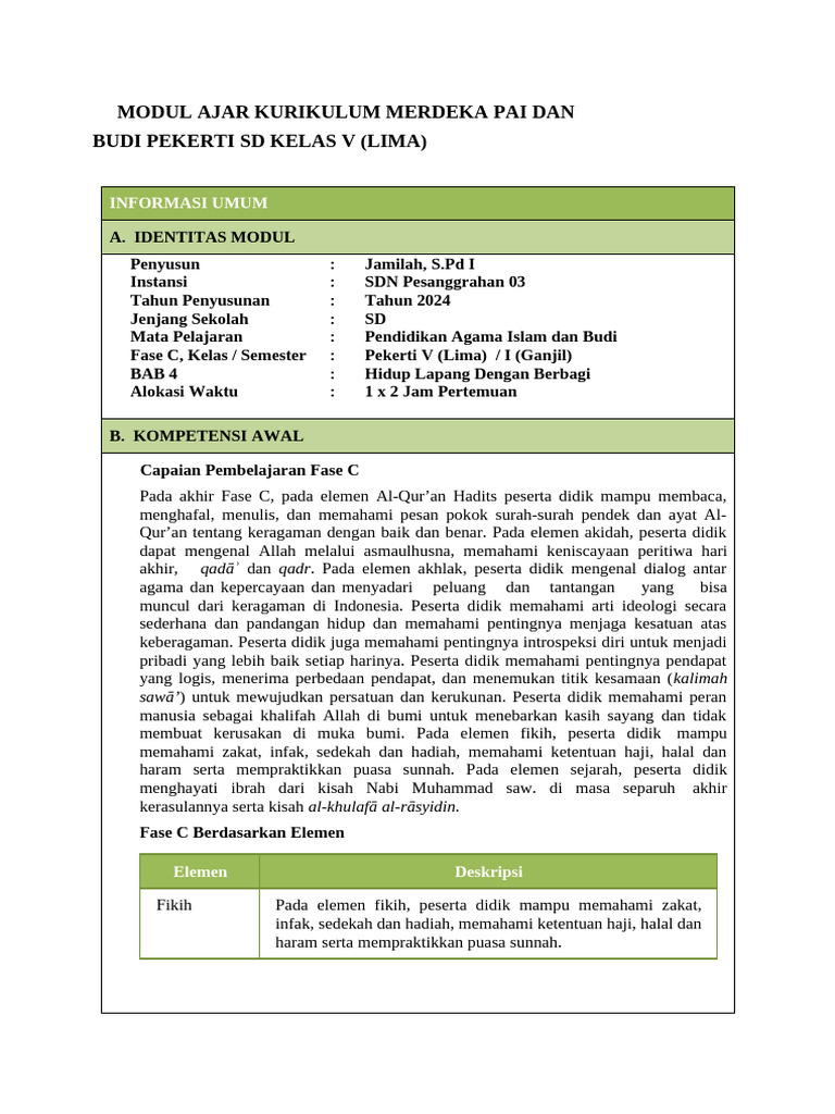 Modul Ajar Observasi Bu Jamilah | PDF