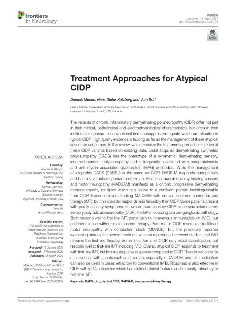 Neurology: Atypical CIDP Treatments | PDF | Science & Mathematics