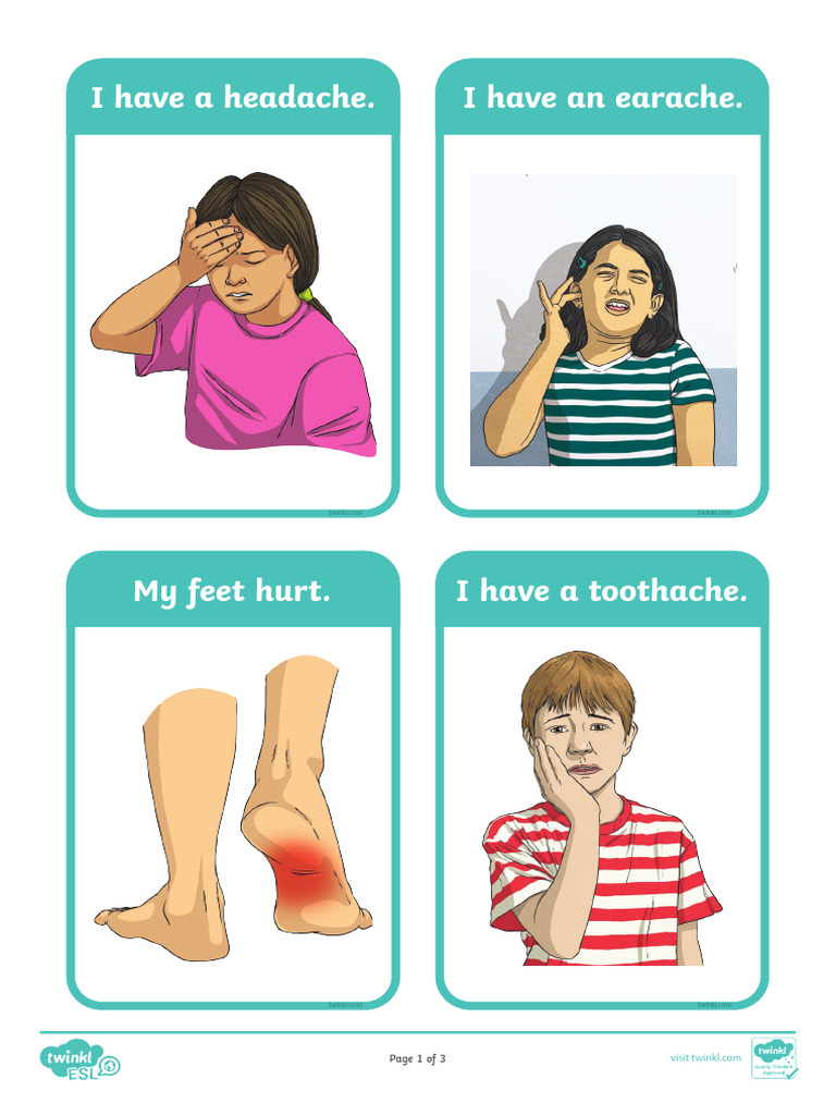 t2 T 1516 Tefl Esl Illnesses Word and Picture Flashcards - Ver - 2 | PDF