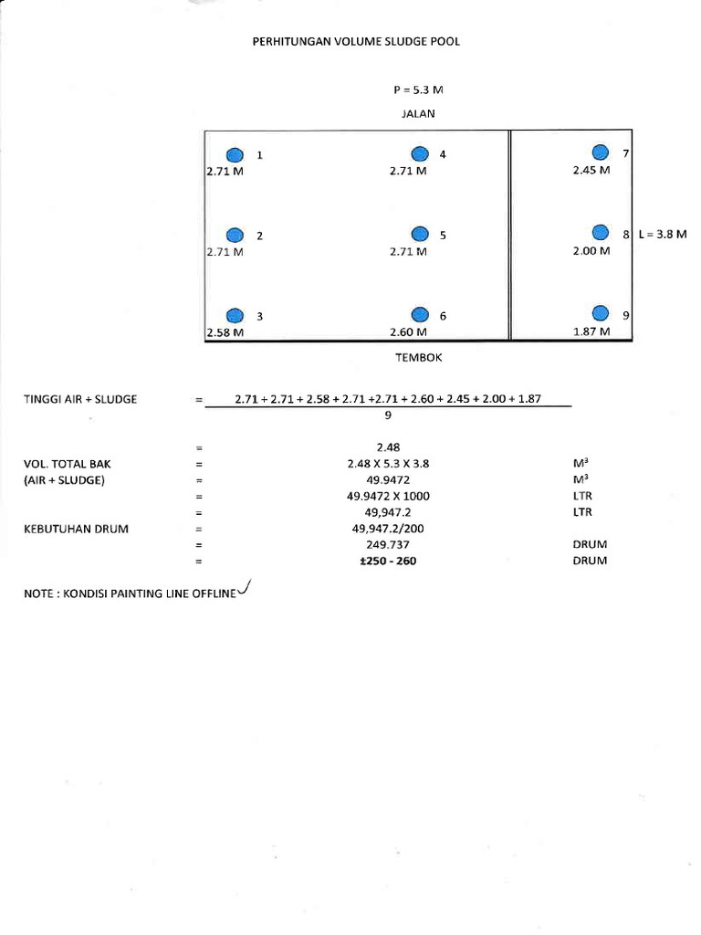 Perhitungan Volume Sludge Pool - 20240306 - 0001 | PDF