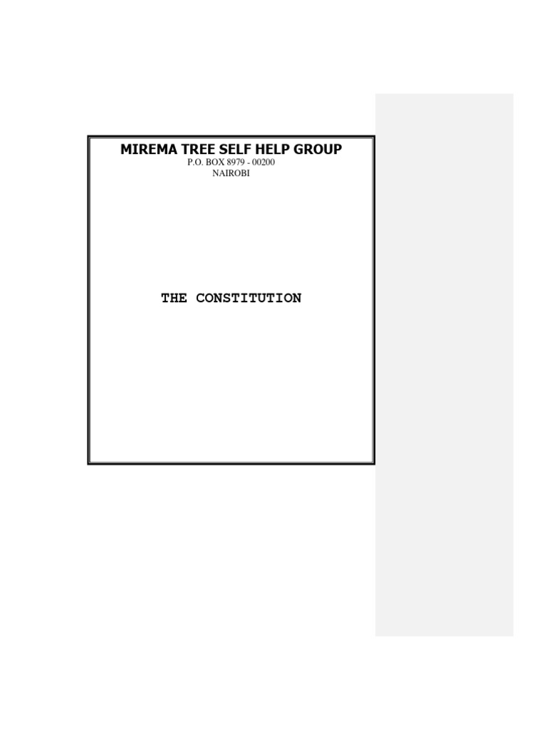 Mirema Tree Self Help Group Constitution | PDF