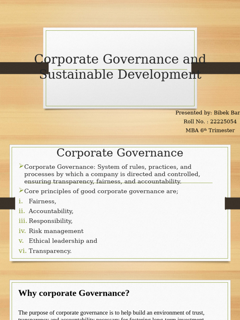 Corporate Governance and Sustainable Development | PDF