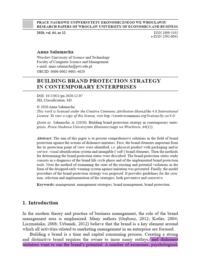 Building Brand Protection Strategy in Contemporary | PDF