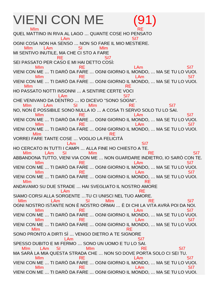 Vieni Con Me | PDF