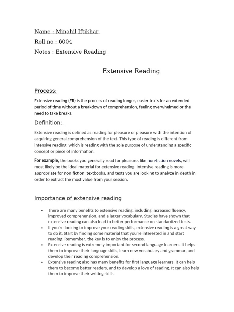 Extensive Reading | PDF