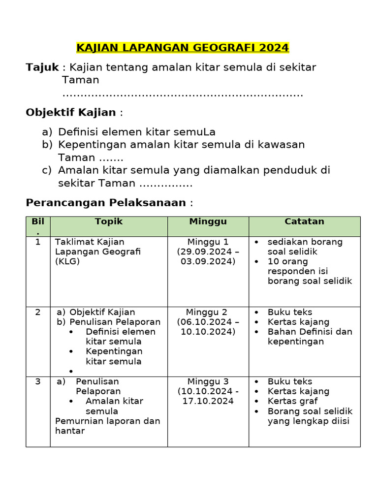 Kajian Lapangan Geografi KOM 2024 | PDF