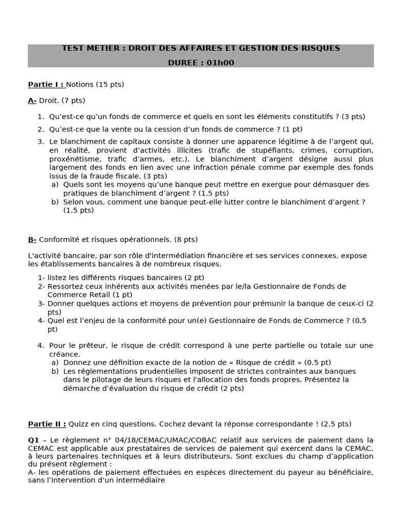 TEST METIER - Chargé de Clientèle Des Particuliers - PKok | PDF
