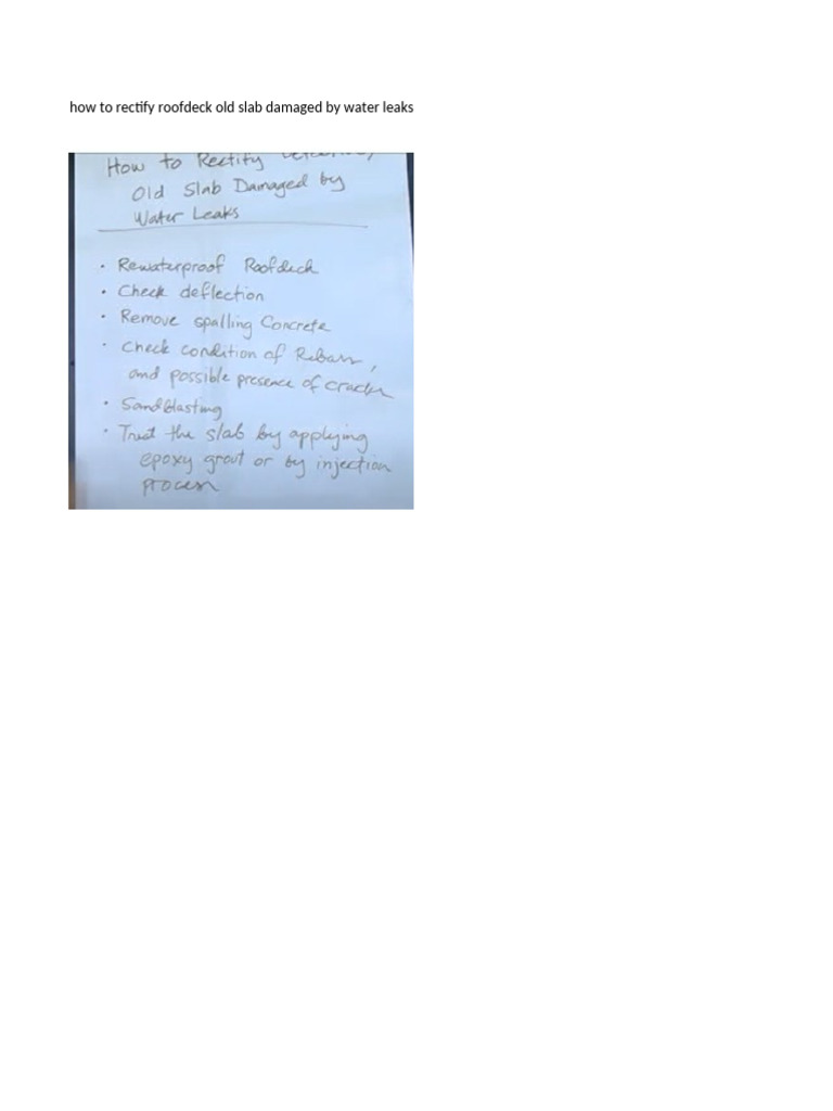 How To Rectify Roofdeck Old Slab Damaged by Water Leaks | PDF