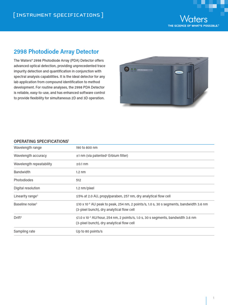 2998 Photodiode Array (PDA) Detector | PDF
